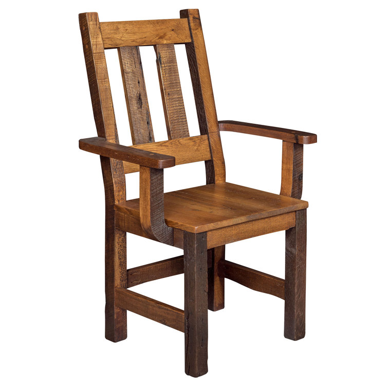 Loon Peak® Rabon Solid Wood Slat Back Arm Chair In Hickory Seely Stain